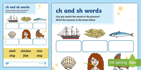 Write and Colour the 'sh' Words Worksheets