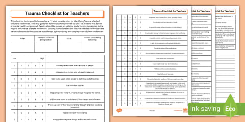 Trauma Accommodations Checklist for Teachers