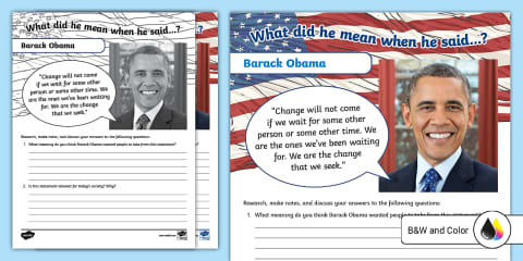 Barack Obama Fact File for 3rd-5th Grade