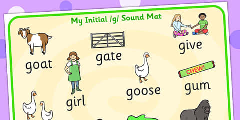 Initial g Sound Playing Cards - G Words for Kids