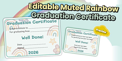 Preschool Graduation Certificates - Rainbow-Themed