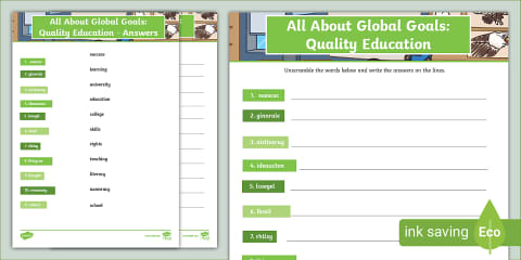 All About Global Goals Quality Education Colouring Activity