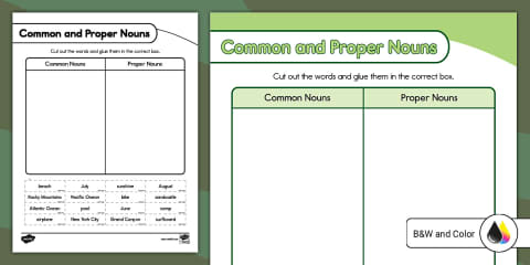 Proper and Common Noun Sort Worksheet