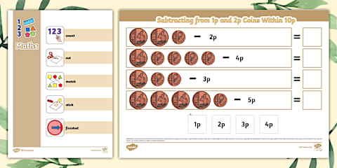 SEND Structured Steps Money: Subtracting from 1p and 2p Coins Within 10p