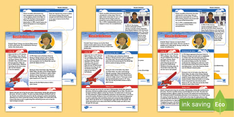Bessie Coleman Biography Passage and Worksheets for 3rd-5th Grade