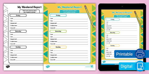 My Weekend Newspaper Writing Template