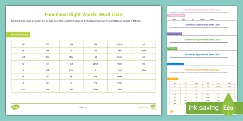Functional Sight Words: Complete Pack