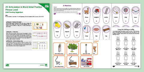 /l/ Articulation in Word Initial Position Word Only Level Activity Pack