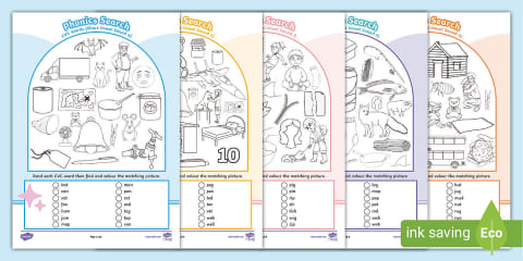 Summer-Themed Colour by Phase 3 CVC Word Activity Pack