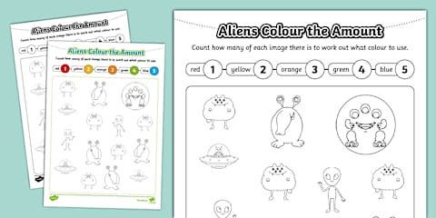 Space Alien Colour-by-Number Activity
