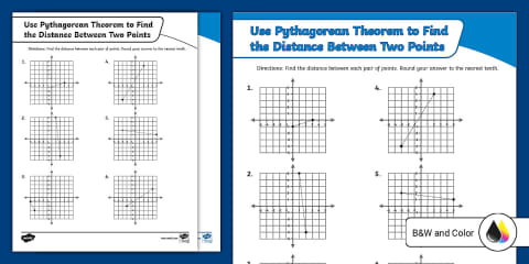 Eighth Grade Find the Distance Between Two Points Bunny Worksheet