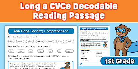 First Grade Silent E Reading Passage Worksheet