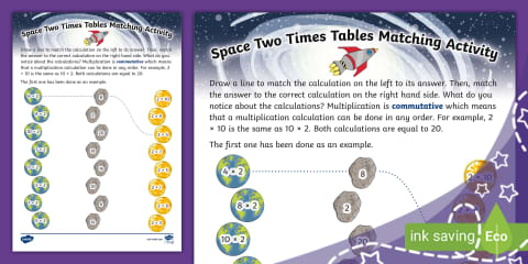 Two Times Table Superhero Matching Activity