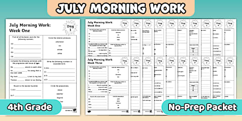 First Grade July Morning Work Bundle
