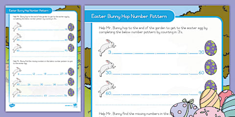Grade 2/3 Maths Term 1 Number Pattern Easter Egg Hunt Activity Sheet ...