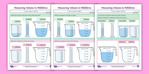 Measure Capacity and Volume in Litres and Millilitres Maths Activity Sheets