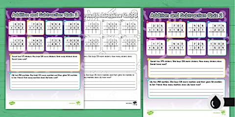 Grade 3 Addition and Subtraction Mini Assessment 1