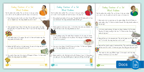 Fractions of Amounts Activity Sheets | Maths Word Problems Year 6