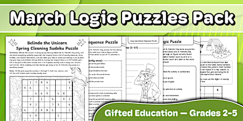 April Logic Puzzles Pack for Gifted Education | 2nd-5th Grade