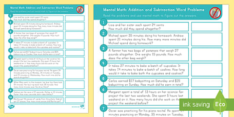Year 4 Mental Maths Test 1