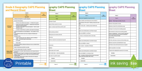 Explore the Grade 7 Geography CAPS planning sheet