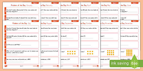 Third Grade Math Problem of the Day: 12-Months of Activities Pack