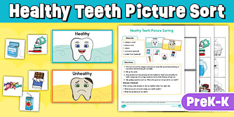 Preschool: Teeth and the Dentist: Healthy Teeth Clip Cards