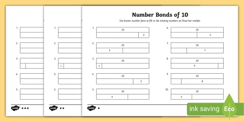Rainbow Roll Number Bonds Worksheet