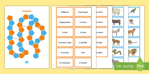 French: Animals Match and Say Activity Sheet