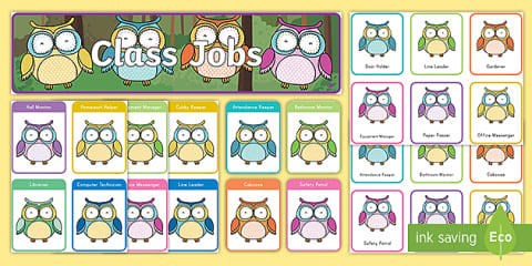 Editable Classroom Job Cards