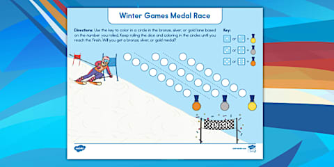 Summer Games Medal Count Worksheet for K-2nd Grade