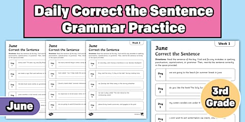 Fourth Grade March Daily Correct the Sentence Grammar Practice