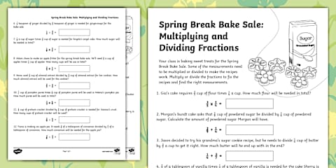 Seventh Grade Multiplying and Dividing Fractions Worksheet