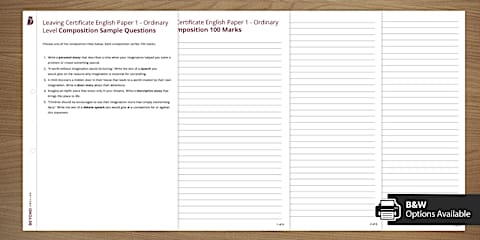 Leaving Certificate English Paper 1 Composition: Writing a Short Story