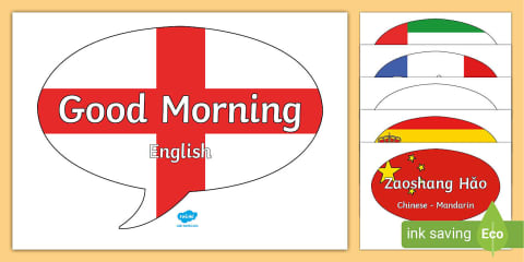 Mixed Language Hello Speech Bubble Posters