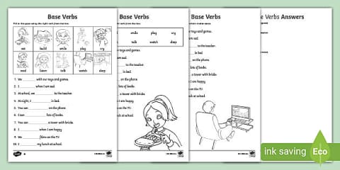 Base Verbs - Fill the Gaps Differentiated Worksheets