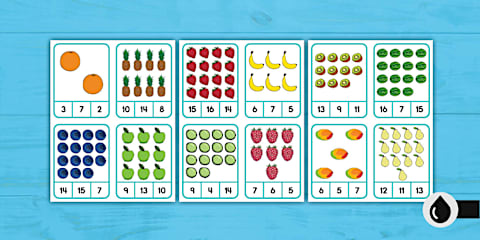 Fruit and Vegetables Counting to 20 Clip Cards French