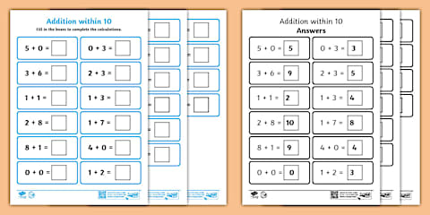 Kindergarten Addition to 10 Activity Booklet