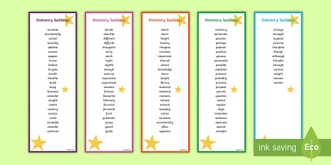 Statutory Spellings Year 3 and 4 Flashcards