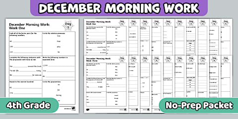 Fourth Grade September Morning Work Pack