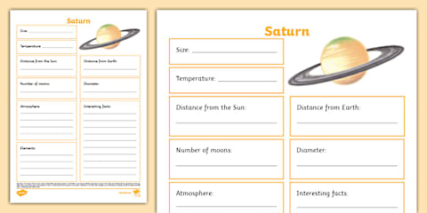 Saturn Facts Worksheet