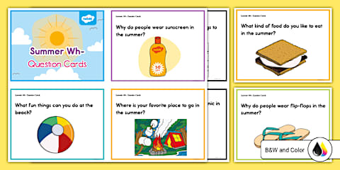 Summer WH- Visual Comprehension Cards With Symbols for Special Education