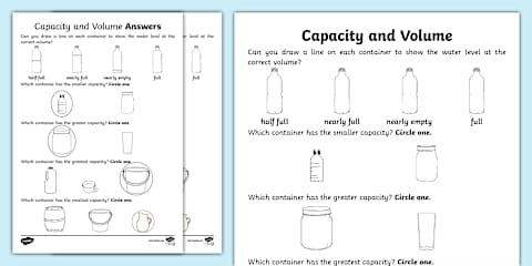Measuring Capacity Using Informal Units Worksheets