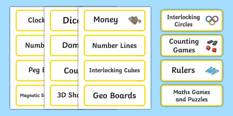 Maths Equipment Tray Labels