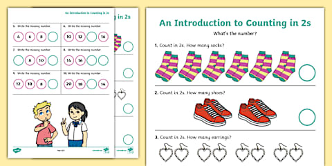 Let's Doodle and Count in 2s Colouring Pages