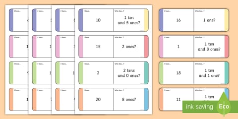Place Value Dominoes within 20 Game