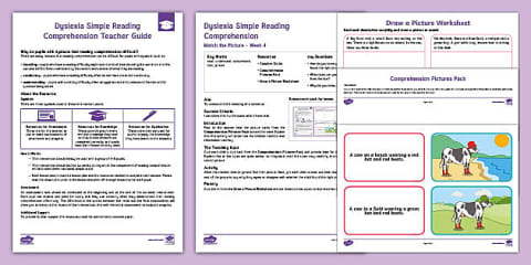 Pack 6 Dyslexia Intervention Simple Reading Comprehension: Review