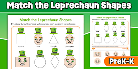 St. Patrick's Day Shadow Matching Worksheet for PreK-K