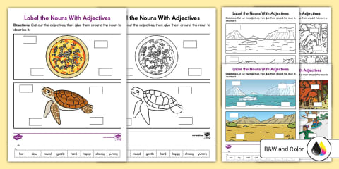 First Grade Summer Noun, Verb, or Adjective Coloring Worksheet