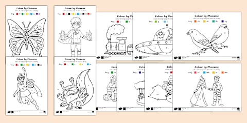 Summer-Themed Colour by Phase 3 CVC Word Activity Pack